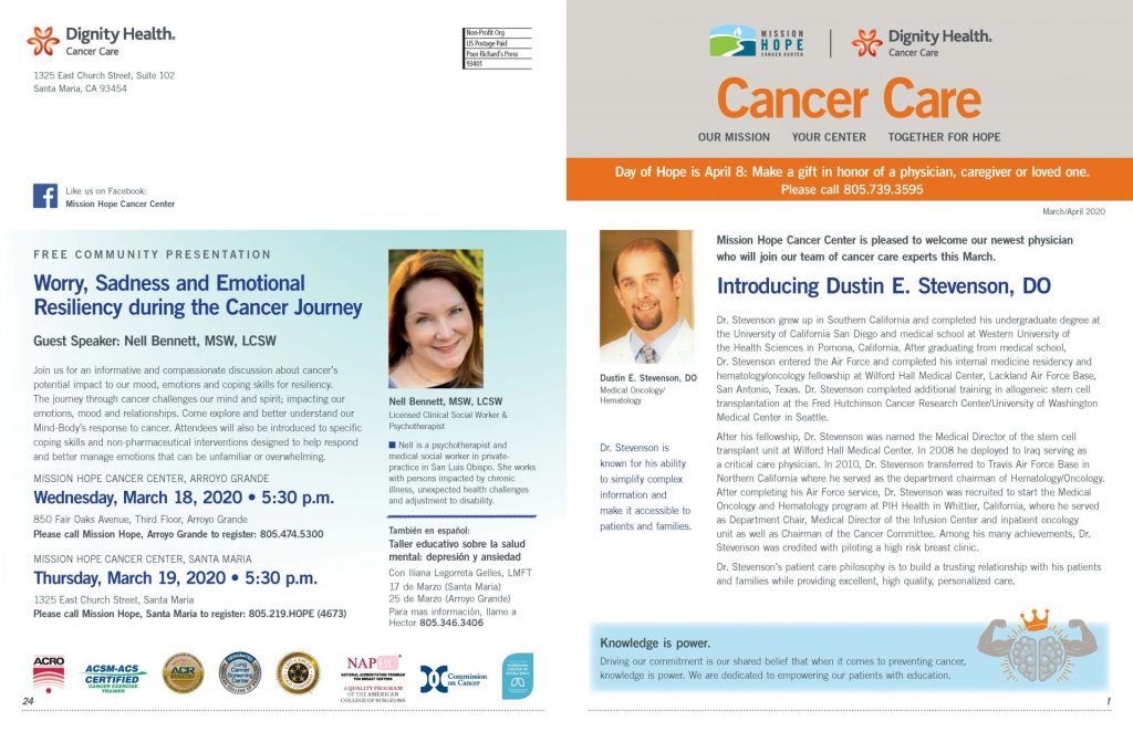 Newsletter: March/April 2020 | | Mission Hope Cancer Center - Santa ...