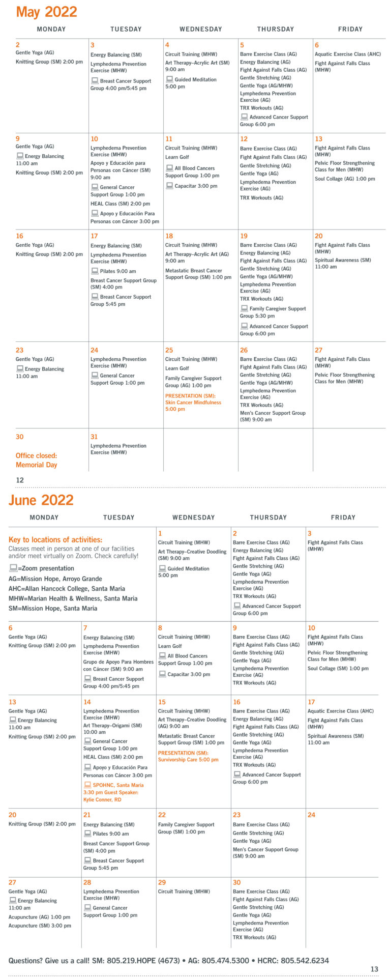 Support Groups & Calendar | Mission Hope Cancer Center - Santa Maria ...